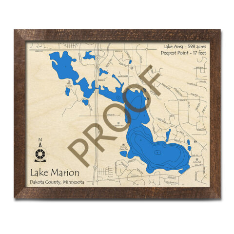 Lake Marion 3D Wood Map, Dakota County Minnesota, Nautical Wood Wall Art