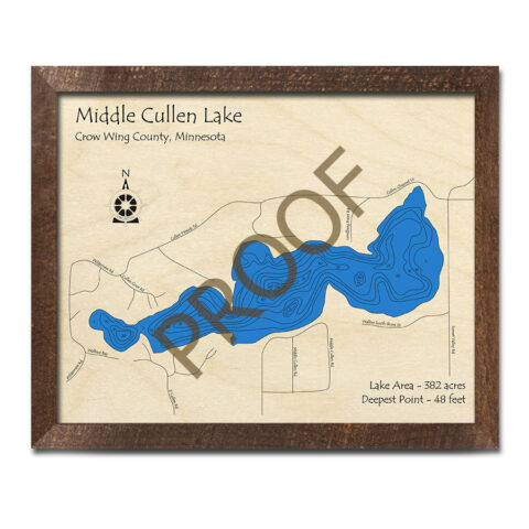 Middle Cullen Lake 3D Wood Map, Crow Wing County Minnesota, Nautical ...