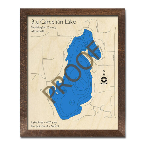Big Carnelian Lake 3D Wood Map, Washington County Minnesota, Nautical ...