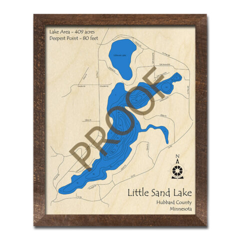 Little Sand Lake 3D Wood Map, Hubbard County Minnesota, Nautical Wall Art