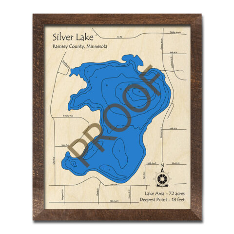 Silver Lake 3D Wood Map, Ramsey County Minnesota, Nautical Wall Art