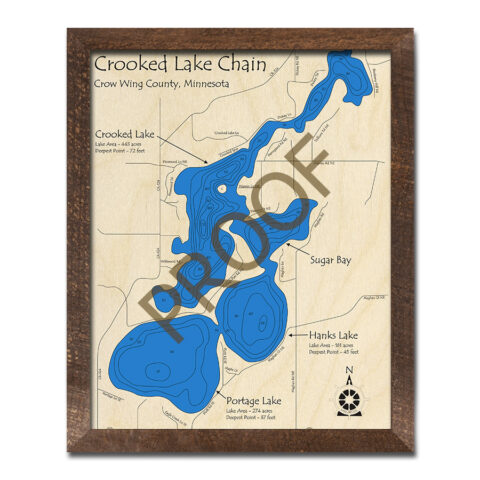 Crooked Lake Chain 3D Wood Map, Crow Wing County Minnesota, Nautical ...