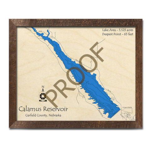 Calamus Reservoir 3D Wood Map, Nebraska, Nautical Wall Art