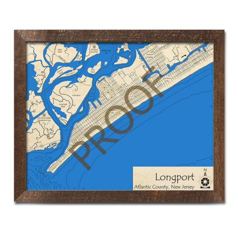 Longport, Margate City, Ventnor City 3D Wood Map, New Jersey Shore ...