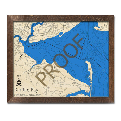 Raritan Bay (Sandy Hook to Coney Island) 3D Wood Map, Nautical Map Art