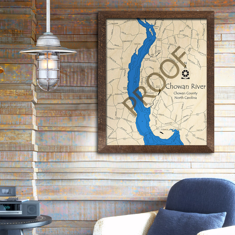 Chowan River (Edenton to Bennets Creek) 3D Wood Map, North Carolina ...