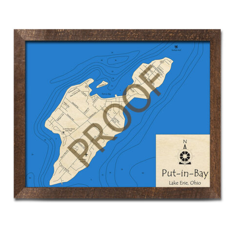 Put In Bay - South Bass Island 3D Wood Map, Ohio, Nautical Map Art