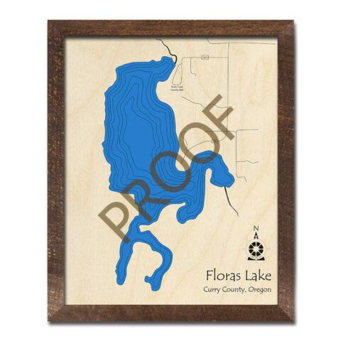 Floras Lake 3D Wood Map, Oregon, Nautical Map Art