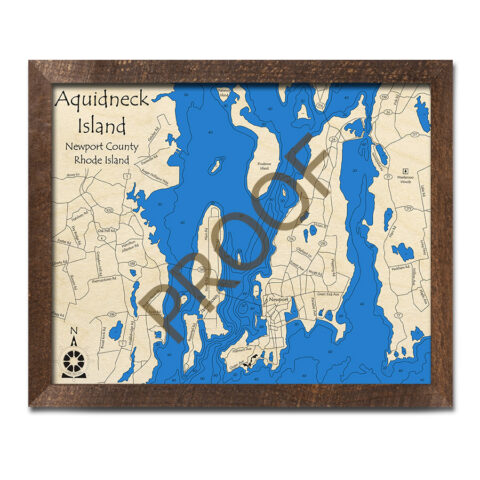 Aquidneck Island 3D Wood Map, Rhode Island, Nautical Map Art