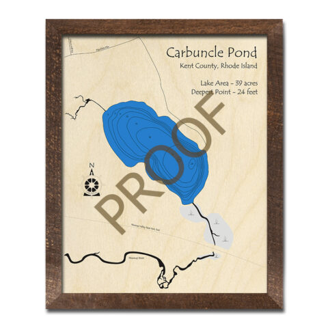Carbuncle Pond RI 3D Wood Map, Rhode Island, Nautical Map Art