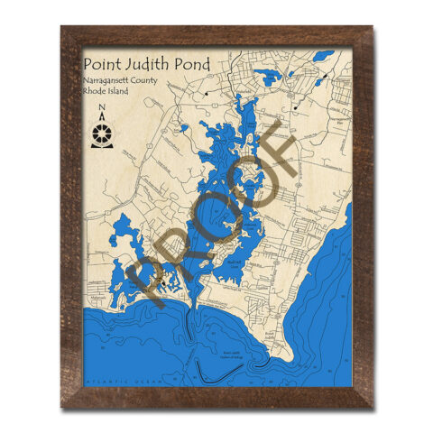 Point Judith Pond RI 3D Wood Map, Rhode Island, Nautical Map Art