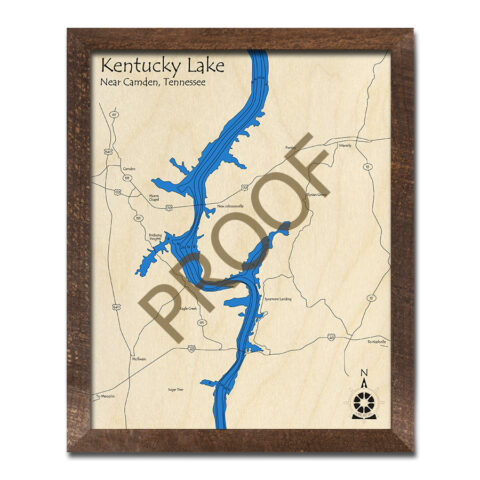 Kentucky Lake (Camden Region) TN Wood Map, Tennessee, Custom Lake Art