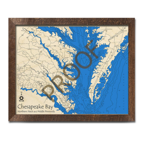 Chesapeake Bay (Northern Neck / Middle Peninsula) 3D Wood Map, Virginia ...