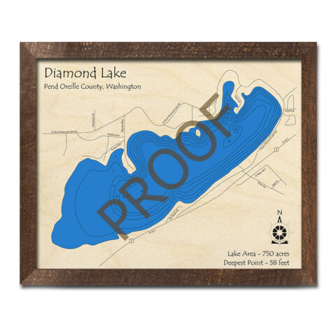 Diamond Lake WA 3D Wood Map, Washington, Custom Map Art