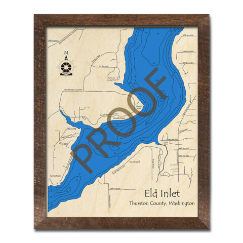 Eld Inlet - Puget Sound WA 3D Wood Map, Washington, Custom Map Art
