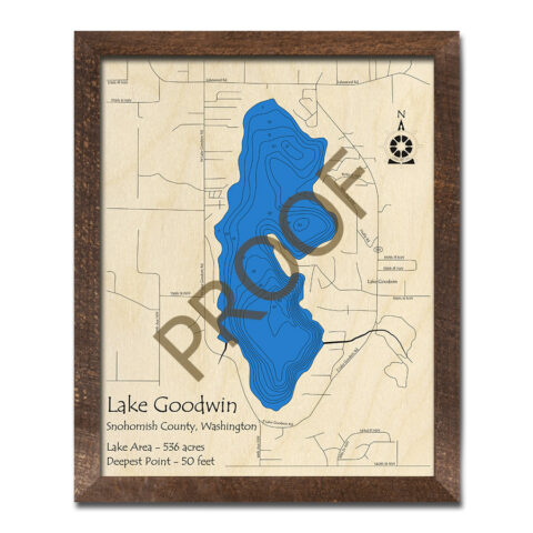 Lake Goodwin WA 3D Wood Map, Washington, Custom Map Art