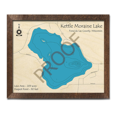 Kettle Moraine Lake WI 3D Wood Map, Wisconsin, Custom Map Art