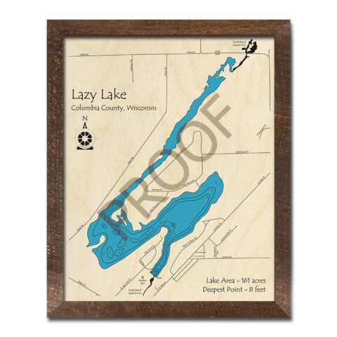 Lazy Lake WI 3D Wood Map, Wisconsin, Custom Map Art