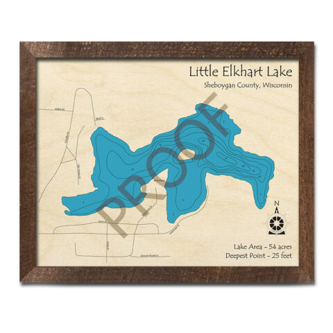Little Elkhart Lake WI 3D Wood Map, Wisconsin, Custom Map Art