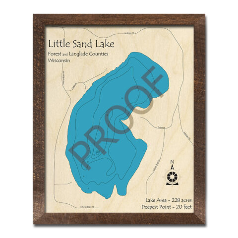 Little Sand Lake WI 3D Wood Map, Wisconsin, Custom Map Art