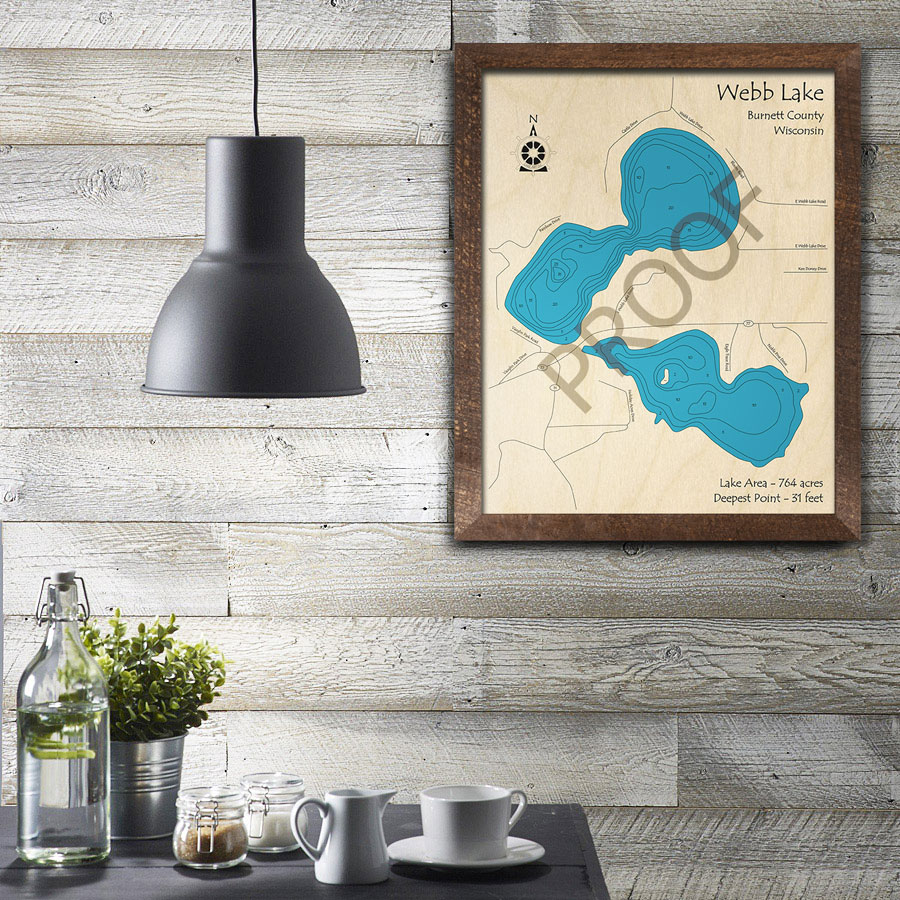 Big Silver Lake WI 3D Wood Map, Wisconsin, Custom Map Art