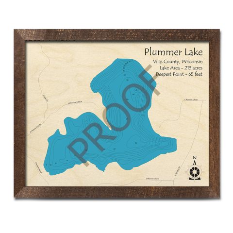 Plummer Lake WI 3D Wood Map, Wisconsin, Custom Map Art