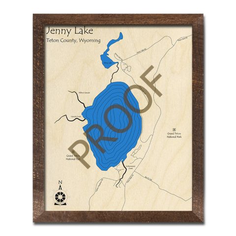 Jenny Lake WY 3D Wood Map, Wisconsin, Custom Map Art