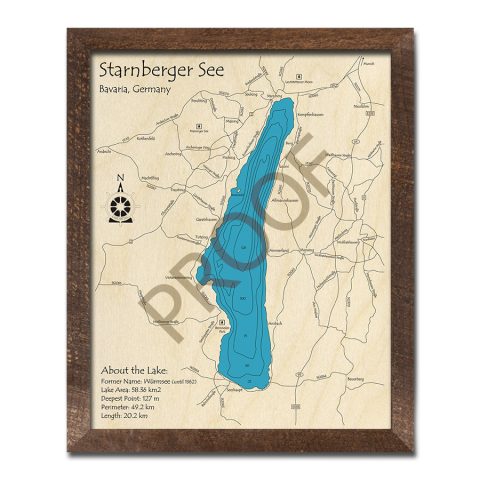 Starnberger See - Germany 3D Wood Map, Custom Nautical Map Art