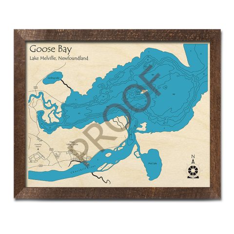 Goose Bay - Lake Melville 3D Wood Map, Custom Nautical Map Art