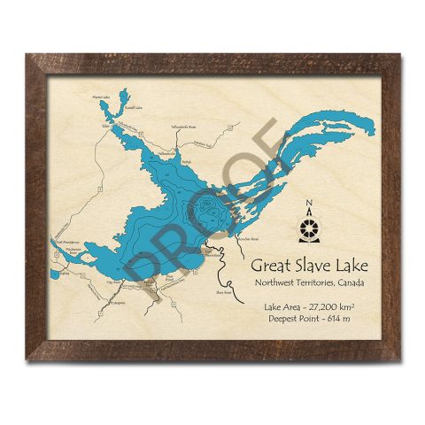 Great Slave Lake - Canada 3D Wood Map, Custom Nautical Map Art