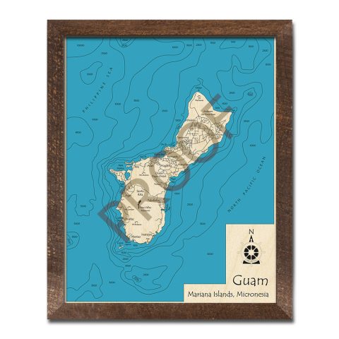 Guam - Micronesia 3D Wood Map, Nautical Map Art