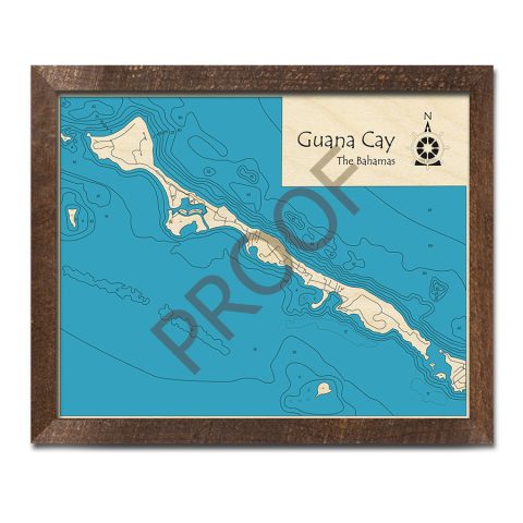 Guana Cay - Bahamas 3D Wood Map, Custom Nautical Map Art
