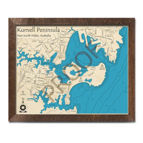 Kurnell Peninsula - Australia 3D Wood Map, Custom Nautical Map Art