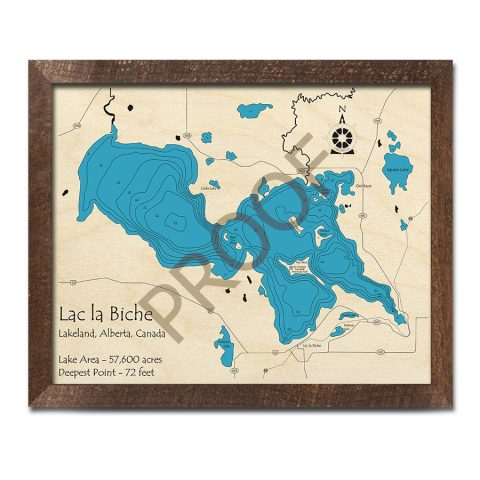Lac la Biche - Canada 3D Wood Map, Custom Nautical Map Art