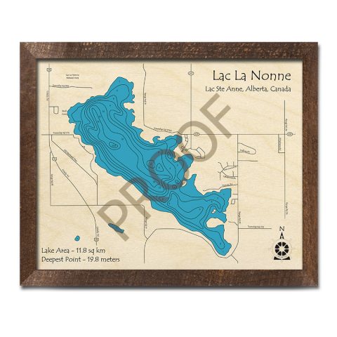 Lac La Nonne - Canada 3D Wood Map, Custom Nautical Map Art
