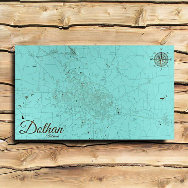 Dothan, AL Wooden Street Map | Burnt Laser-Cut Wall Art