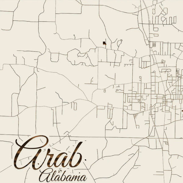 Arab, AL Wooden Street Map | Burnt Laser-Cut Wall Art