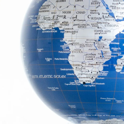 Blue and Silver Rotating Globe | Solar Powered World Map Moving Globe