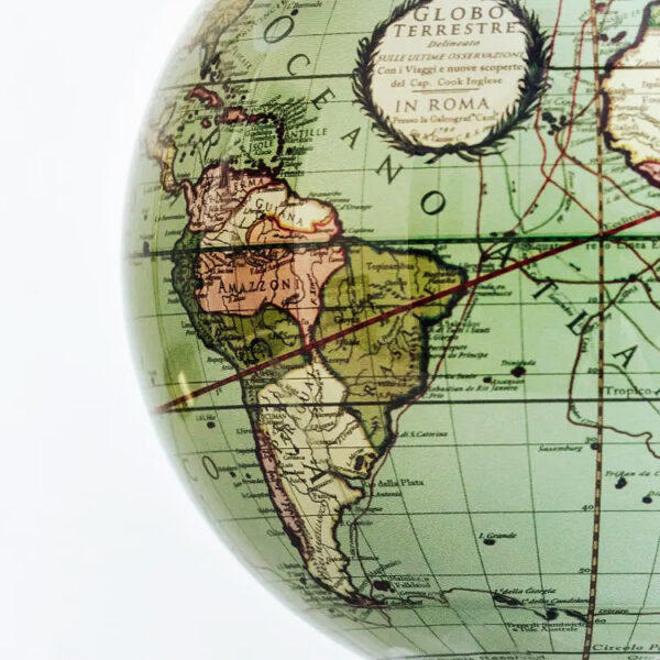 Antique Terrestrial Green Globe | Solar Powered World Map Moving Globe