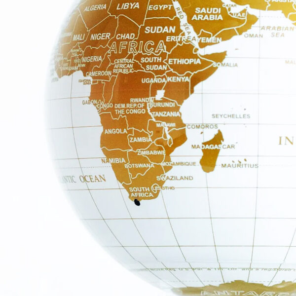 White and Gold Rotating Globe | Solar Powered World Map Moving Globe