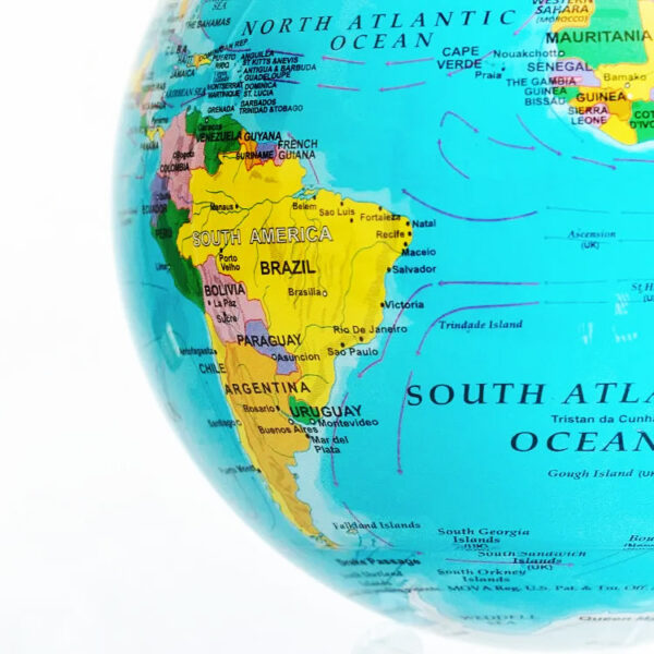 Blue Political Map Rotating World Globe | Solar Powered World Map ...