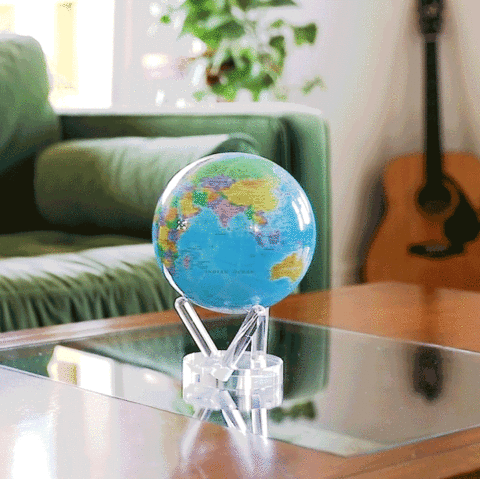 Blue Political Map Rotating World Globe | Solar Powered World Map ...