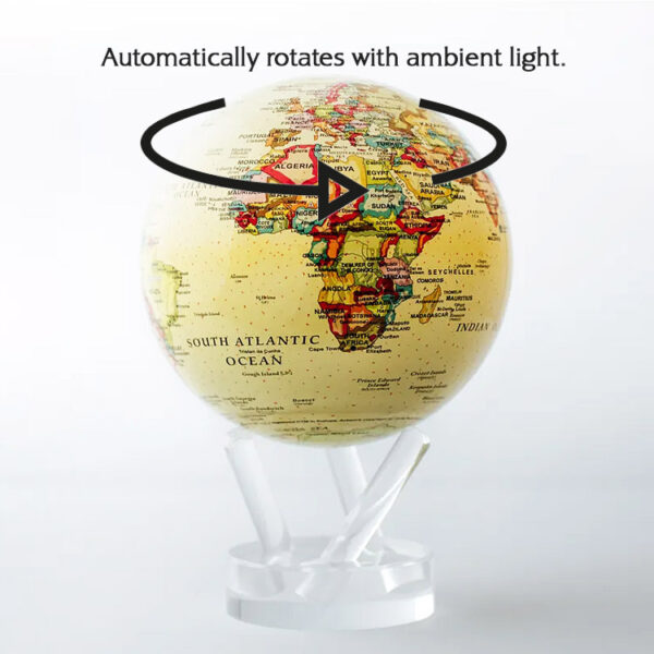 Yellow Political Map Rotating World Globe | Solar Powered World Map ...