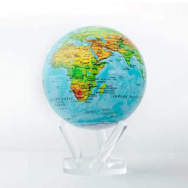 Blue Ocean Relief Map Rotating World Globe | Solar Powered World Map ...