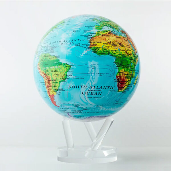 Blue Ocean Relief Map Rotating World Globe | Solar Powered World Map ...
