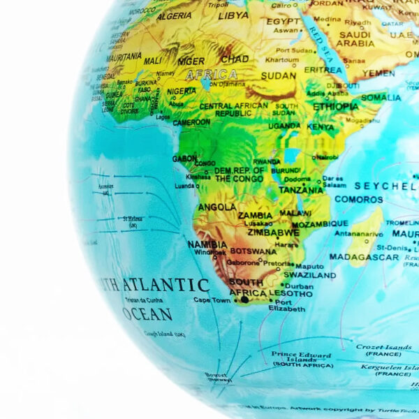 Blue Ocean Relief Map Rotating World Globe | Solar Powered World Map ...