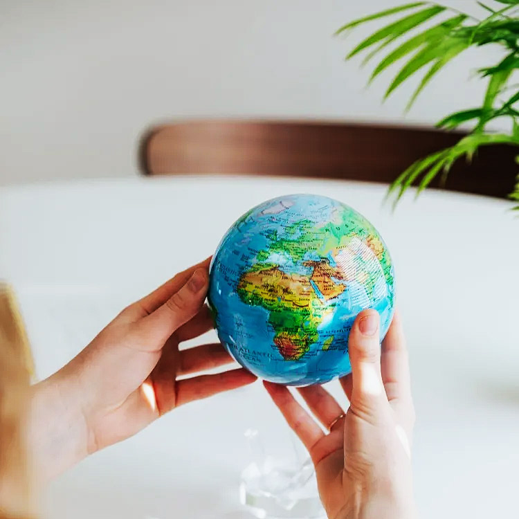 Blue Ocean Relief Map Rotating World Globe | Solar Powered World Map ...