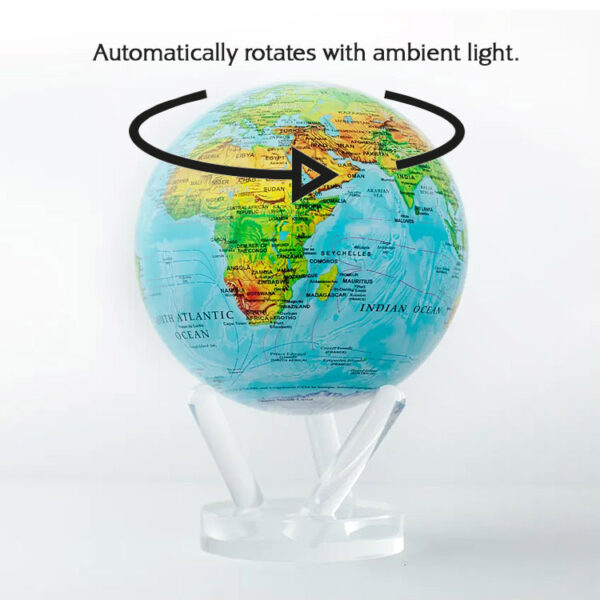 Blue Ocean Relief Map Rotating World Globe | Solar Powered World Map ...