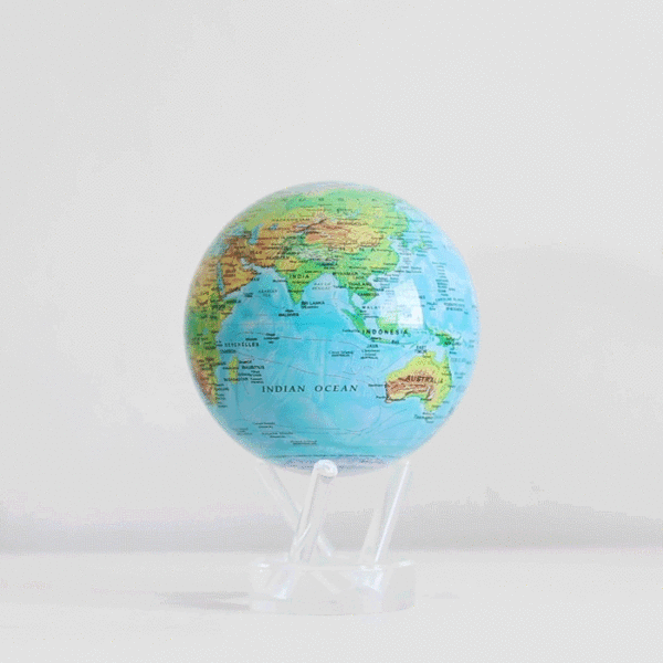 Blue Ocean Relief Map Rotating World Globe Solar Powered World Map