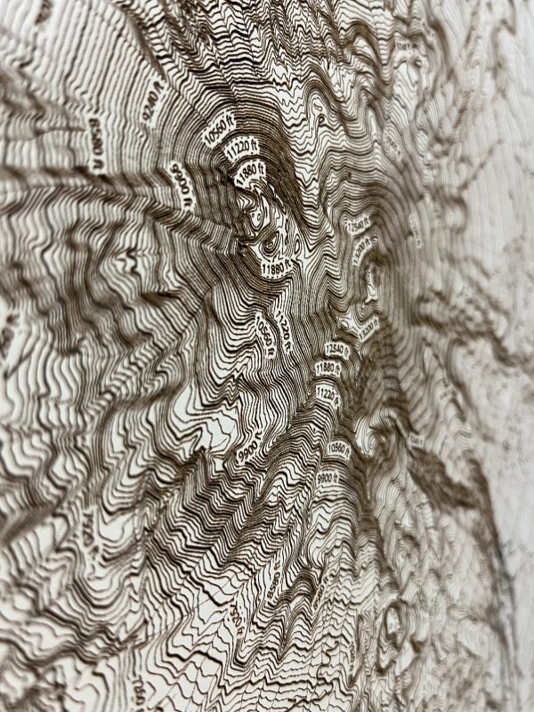 Mt Shasta Wooden Topo Map | Burnt Laser-Cut Wall Map